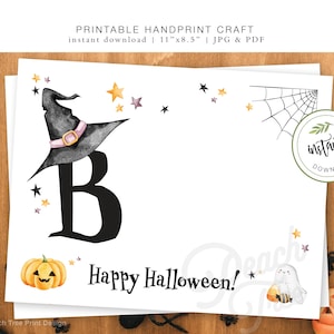 Halloween Handprint Art, Halloween Handprint Craft, Halloween Printable ...