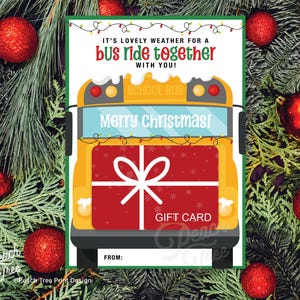 Printable Bus Driver Christmas Card, Thank You Bus Driver, Gift Card ...