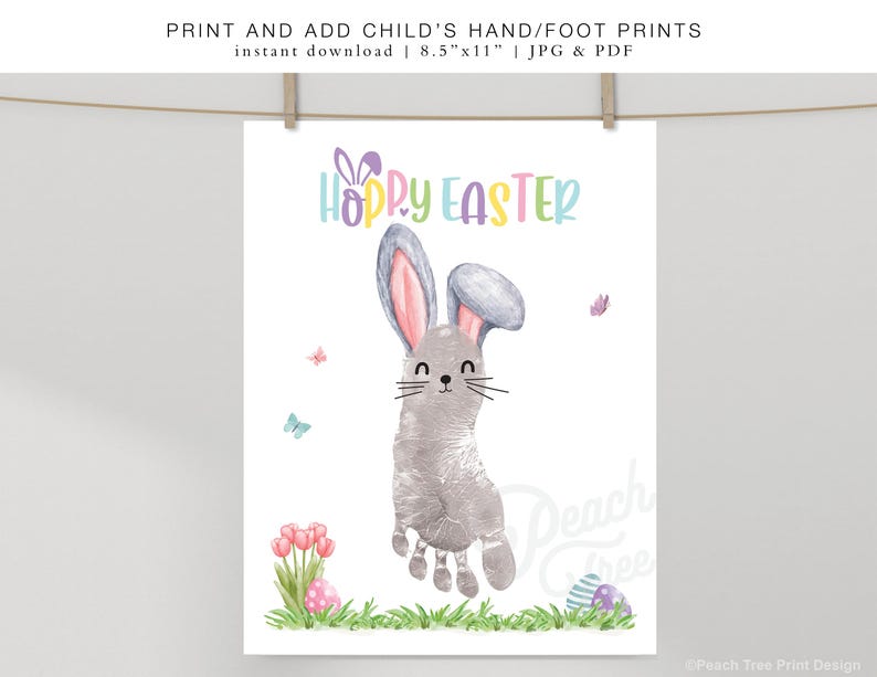 Easter Handprint Craft Printable, Easter Handprint Craft Bunny, Hoppy ...