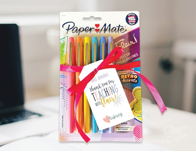 Teacher Gift Tag Teacher Appreciation Printable Flair Pen Gift Tag ...