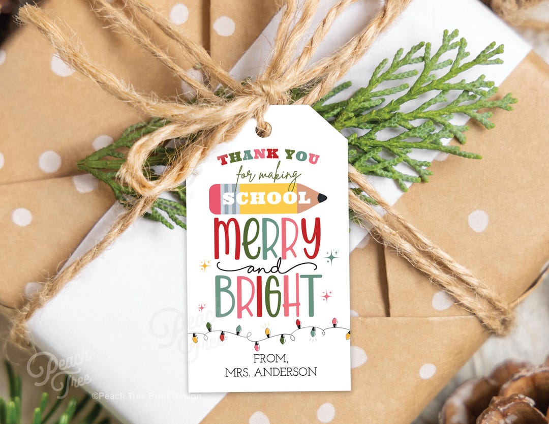 Teacher Christmas Tag, Printable Christmas Tags, Christmas Party Favor ...
