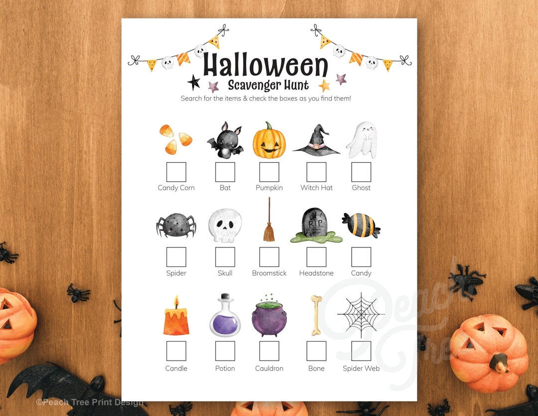 Halloween Scavenger Hunt, Halloween Party Game, Printable Scavenger ...