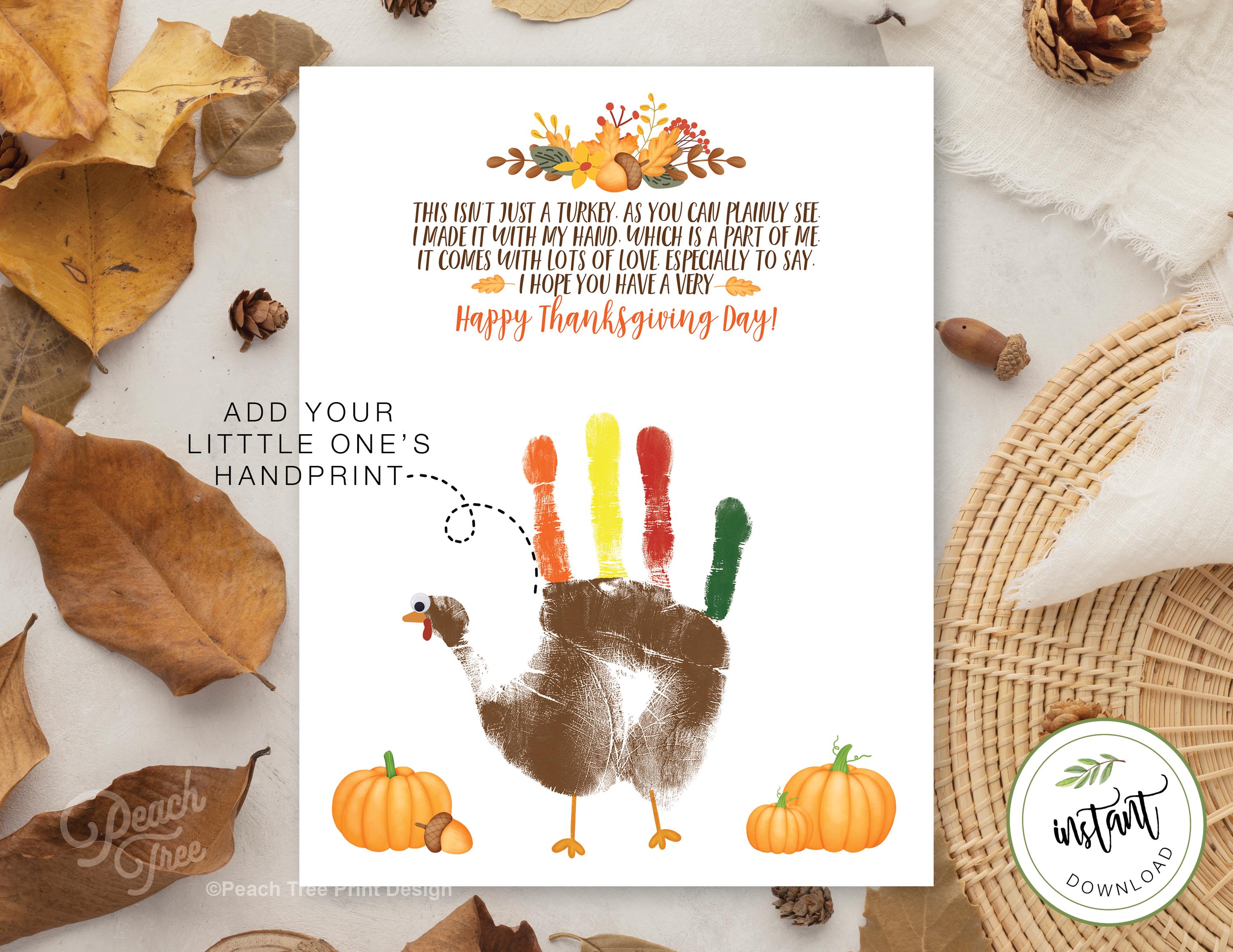 Turkey Handprint Craft, Thanksgiving Handprint Art, Thanksgiving ...