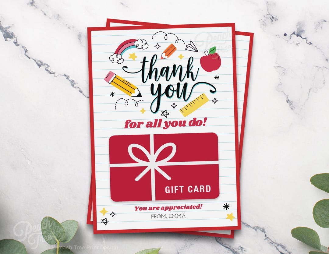 Teacher Appreciation Week Gift Card Holder, Printable Teacher ...