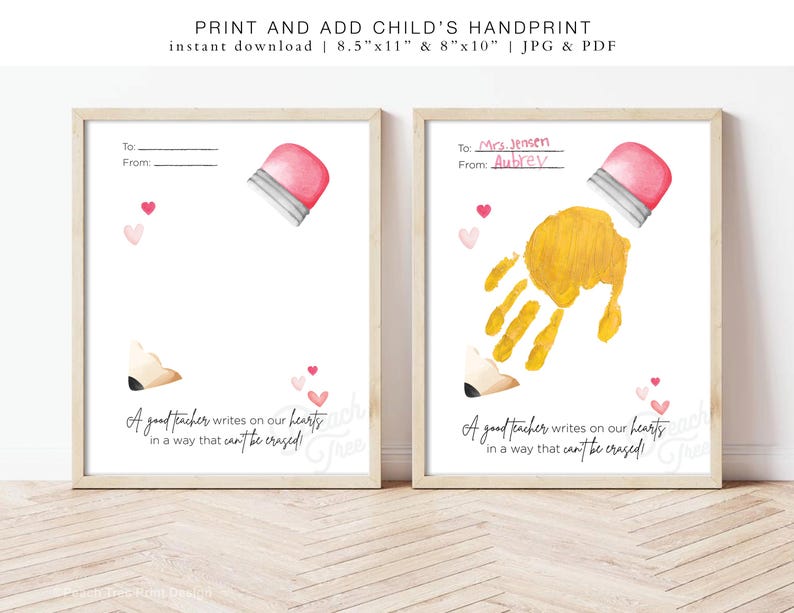 Teacher Appreciation Handprint Gift, Printable Handprint Art, DIY ...