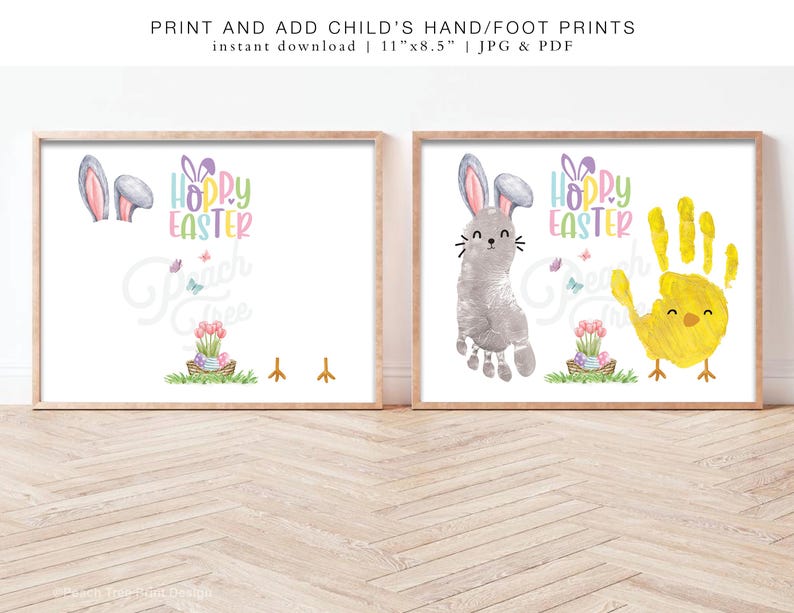 Easter Handprint Craft Printable, Easter Handprint Craft Bunny Chick ...