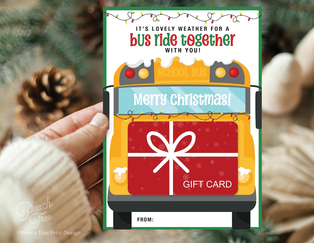 Printable Bus Driver Christmas Card, Thank You Bus Driver, Gift Card ...