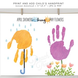 April Showers Bring May Flowers, April Showers Handprint Template ...