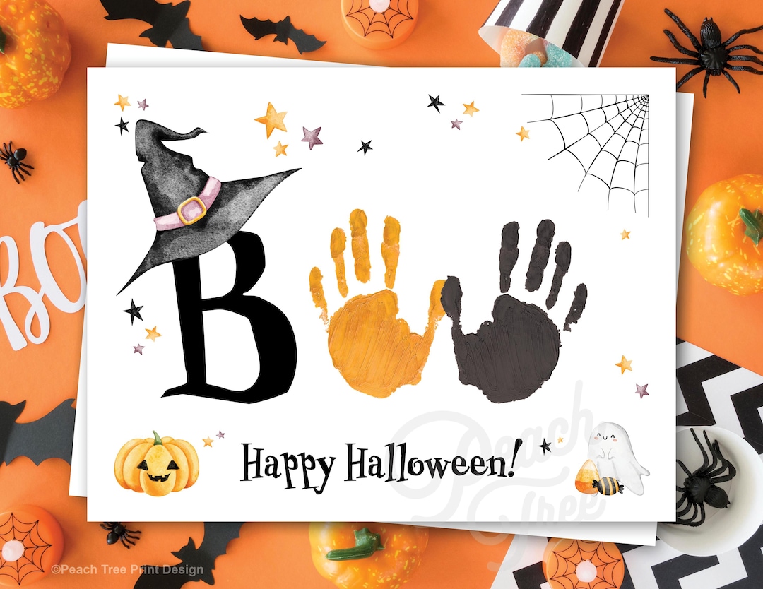 Halloween Handprint Art, Halloween Handprint Craft, Halloween Printable ...