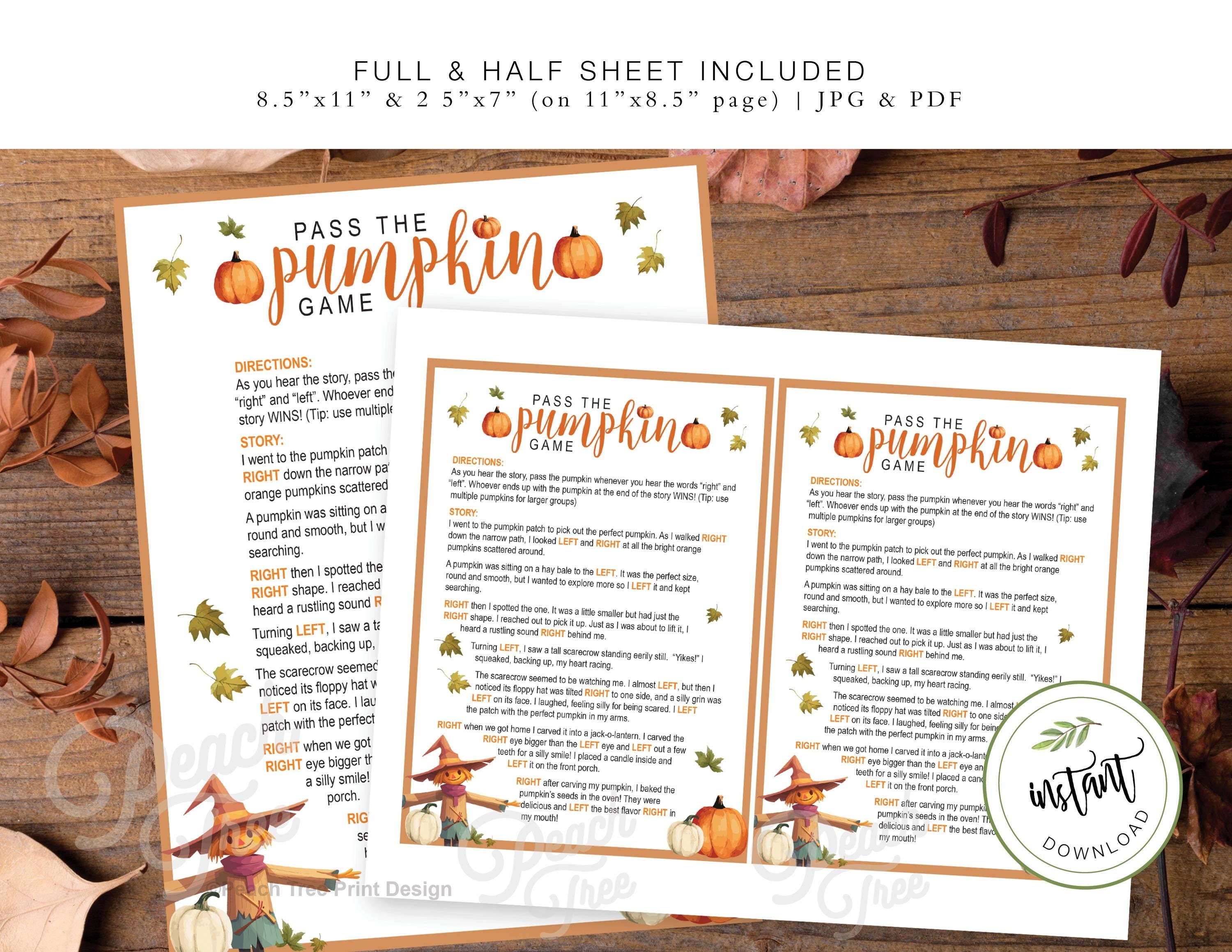 Pass the Pumpkin Game, Fall Printable Game, Fall Party Game, Autumn ...
