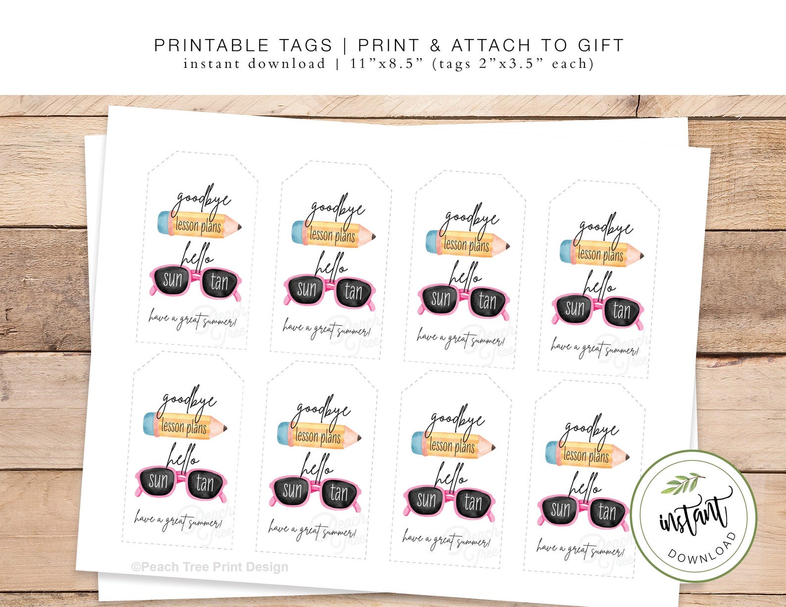 End of Year Gift Tag, Printable End of Year Teacher Gift, Goodbye ...