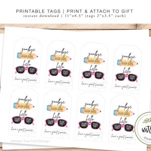 End of Year Gift Tag, Printable End of Year Teacher Gift, Goodbye ...