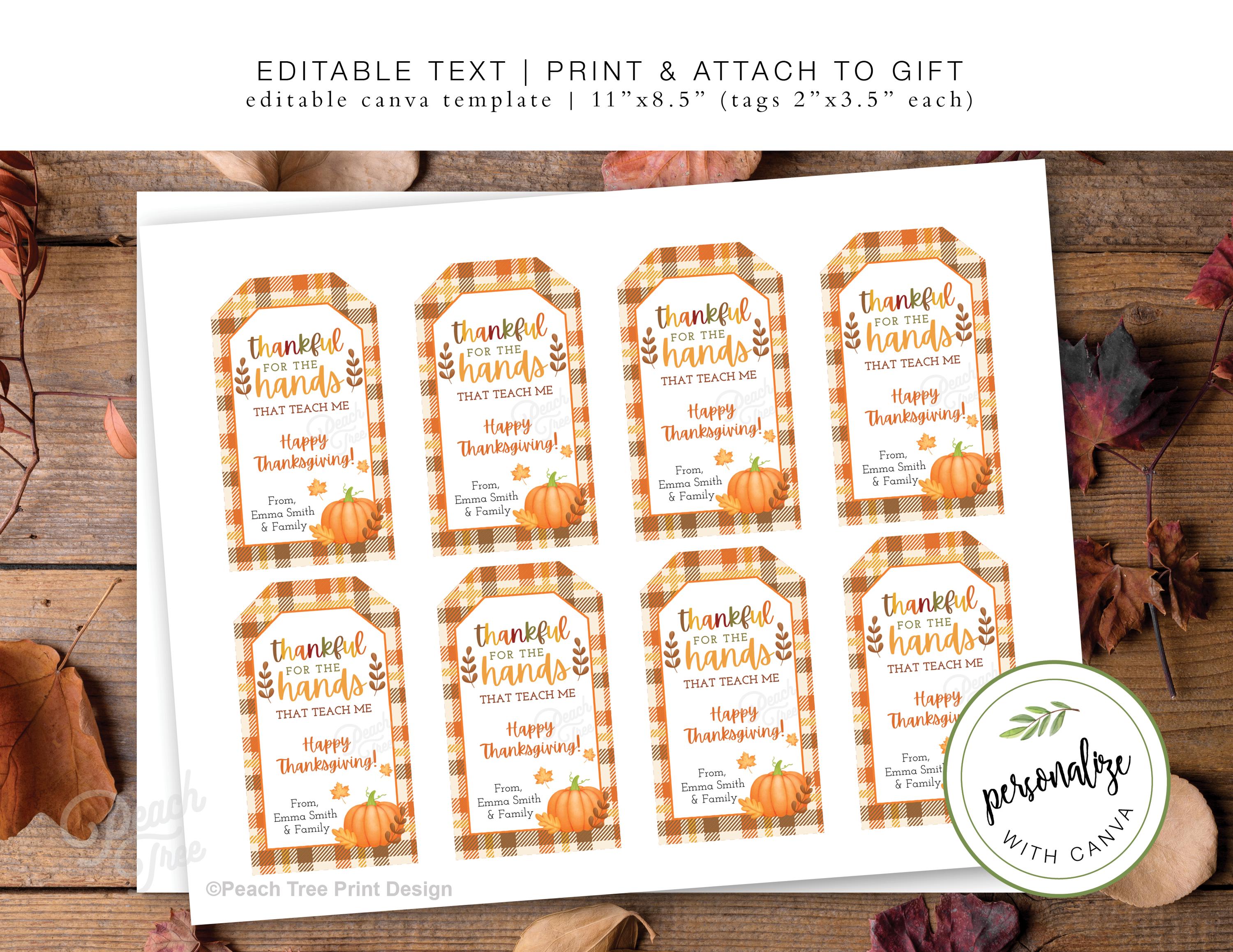 Thanksgiving Teacher Appreciation Printable, Fall Teacher Gift Tag ...