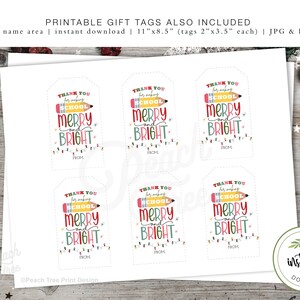 Teacher Christmas Tag, Printable Christmas Tags, Christmas Party Favor ...