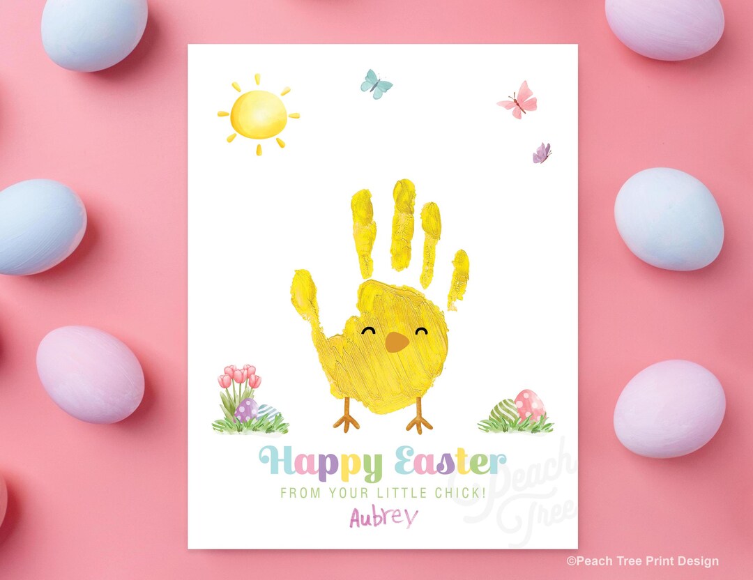 Easter Handprint Craft Printable, Easter Handprint Craft Chick, Happy ...