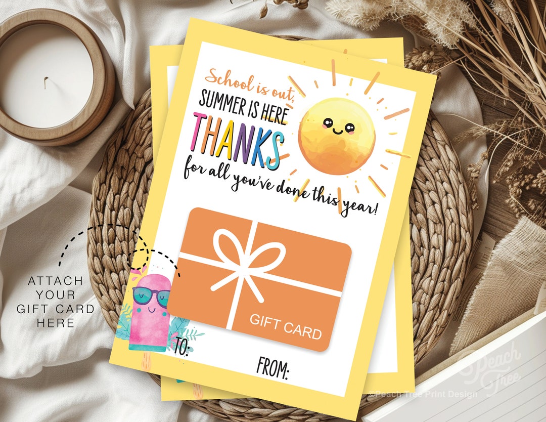 Printable Summer Gift Card Holder, School's Out Summer Gift Tag ...