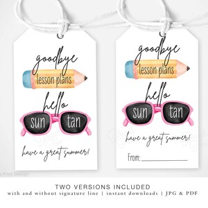 End of Year Gift Tag, Printable End of Year Teacher Gift, Goodbye ...