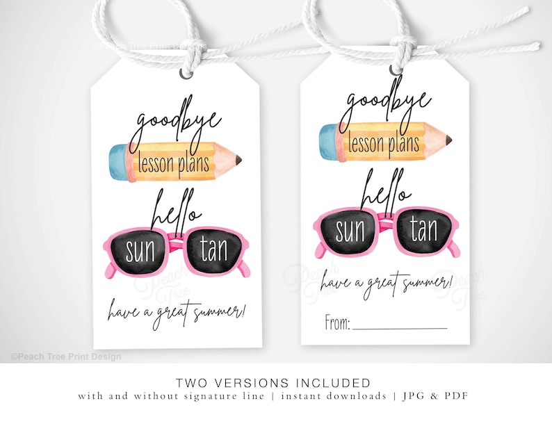 End of Year Gift Tag, Printable End of Year Teacher Gift, Goodbye ...