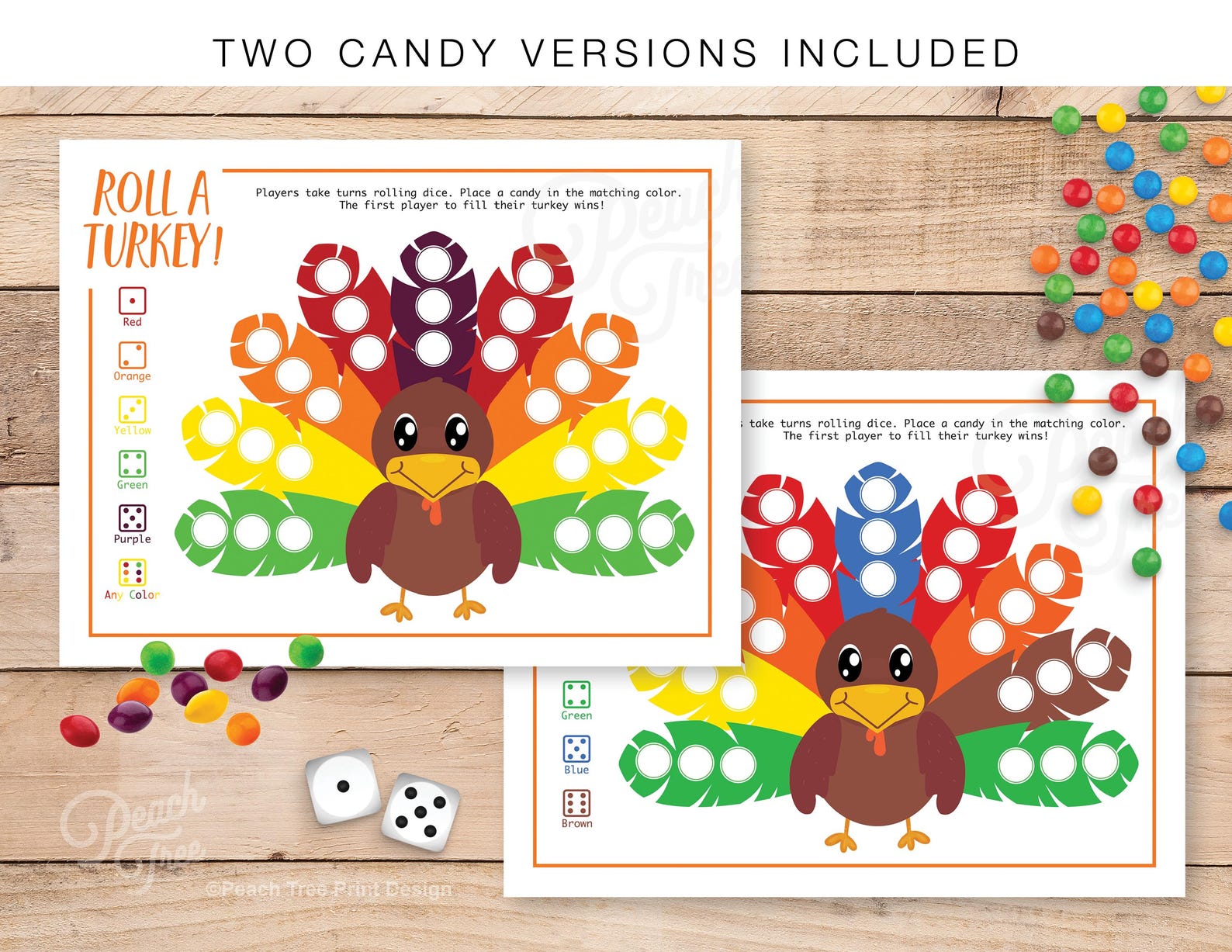 Roll A Turkey Game, Printable Thanksgiving Game, Fall Activity Sheets ...