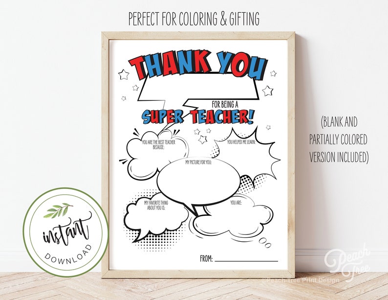 Teacher Thank You Gift Teacher Appreciation Week Printable Super Hero ...
