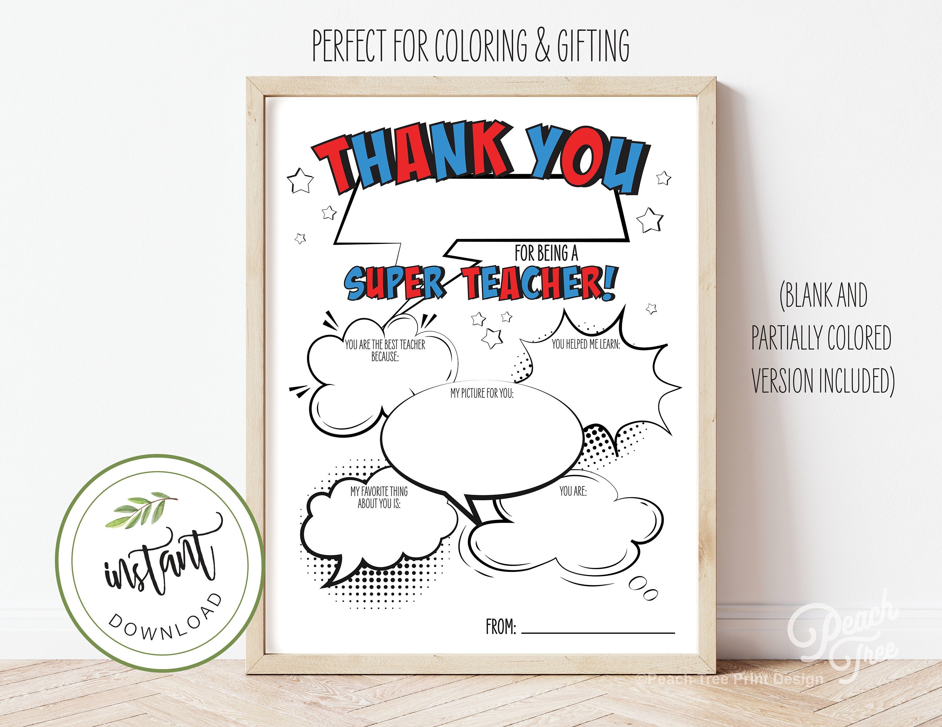 Teacher Thank You Gift Teacher Appreciation Week Printable Super Hero ...