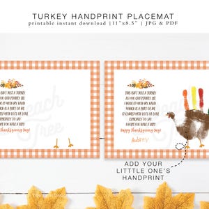 Thanksgiving Handprint Placemat, Turkey Handprint Art, Turkey Craft for ...