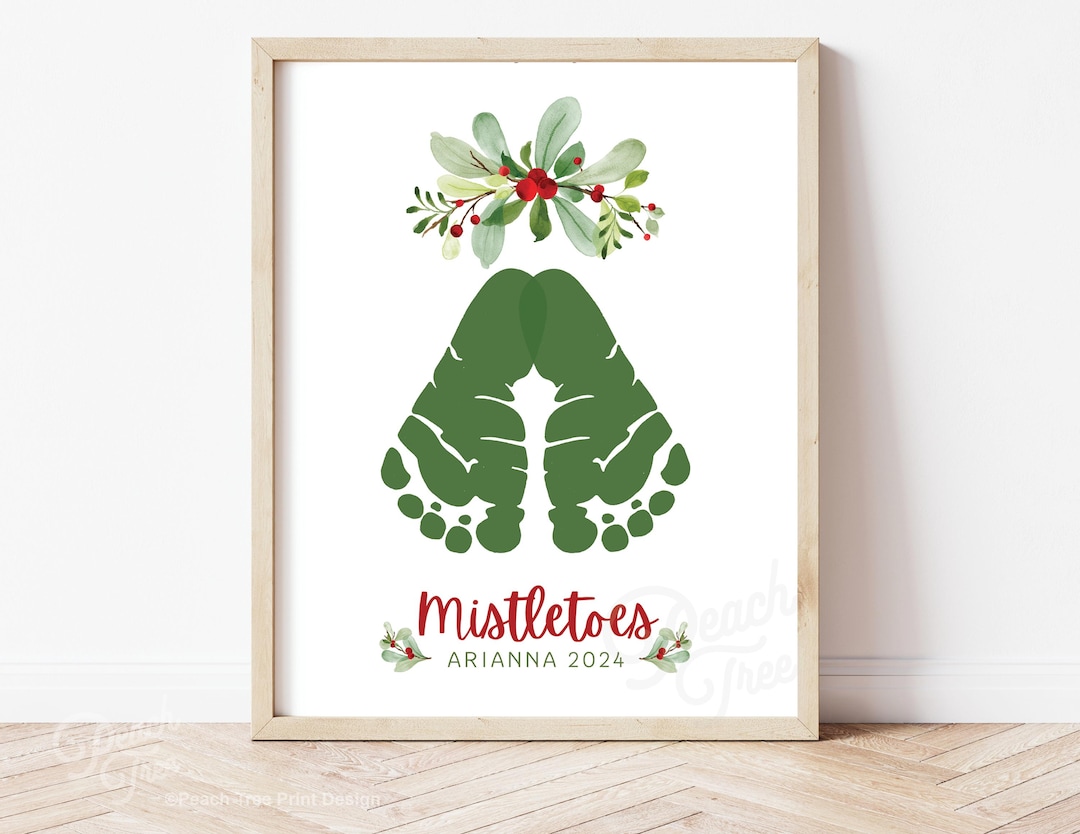 Mistletoes Print, Christmas Footprint Craft, Christmas Crafts for Kids ...