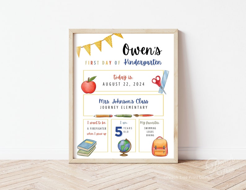 Editable First Day of School Sign, Personalized First Day of School ...