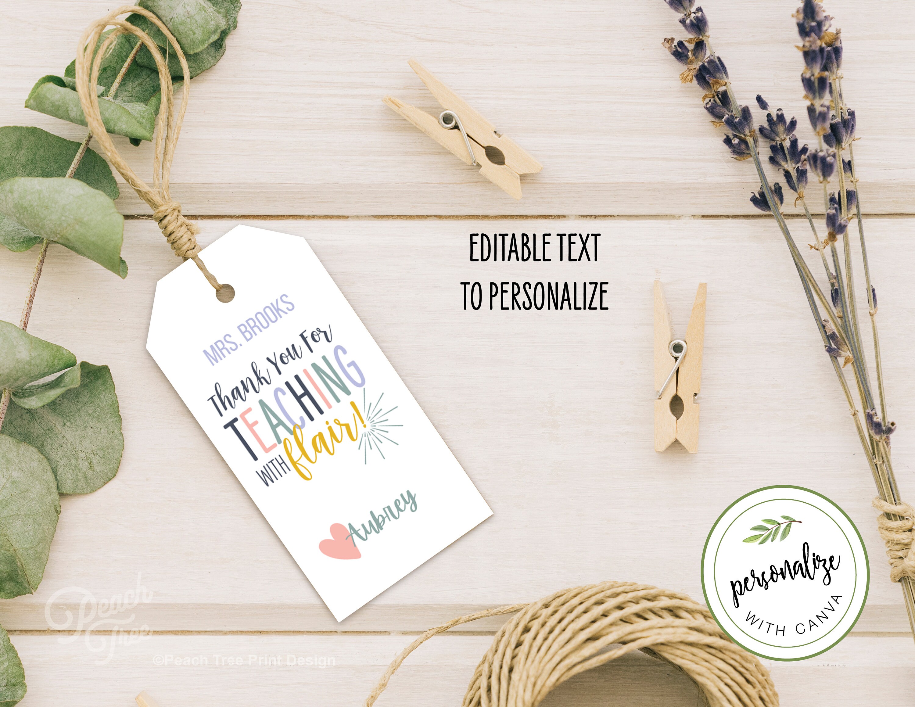 Teacher Gift Tag Teacher Appreciation Printable Flair Pen Gift Tag ...