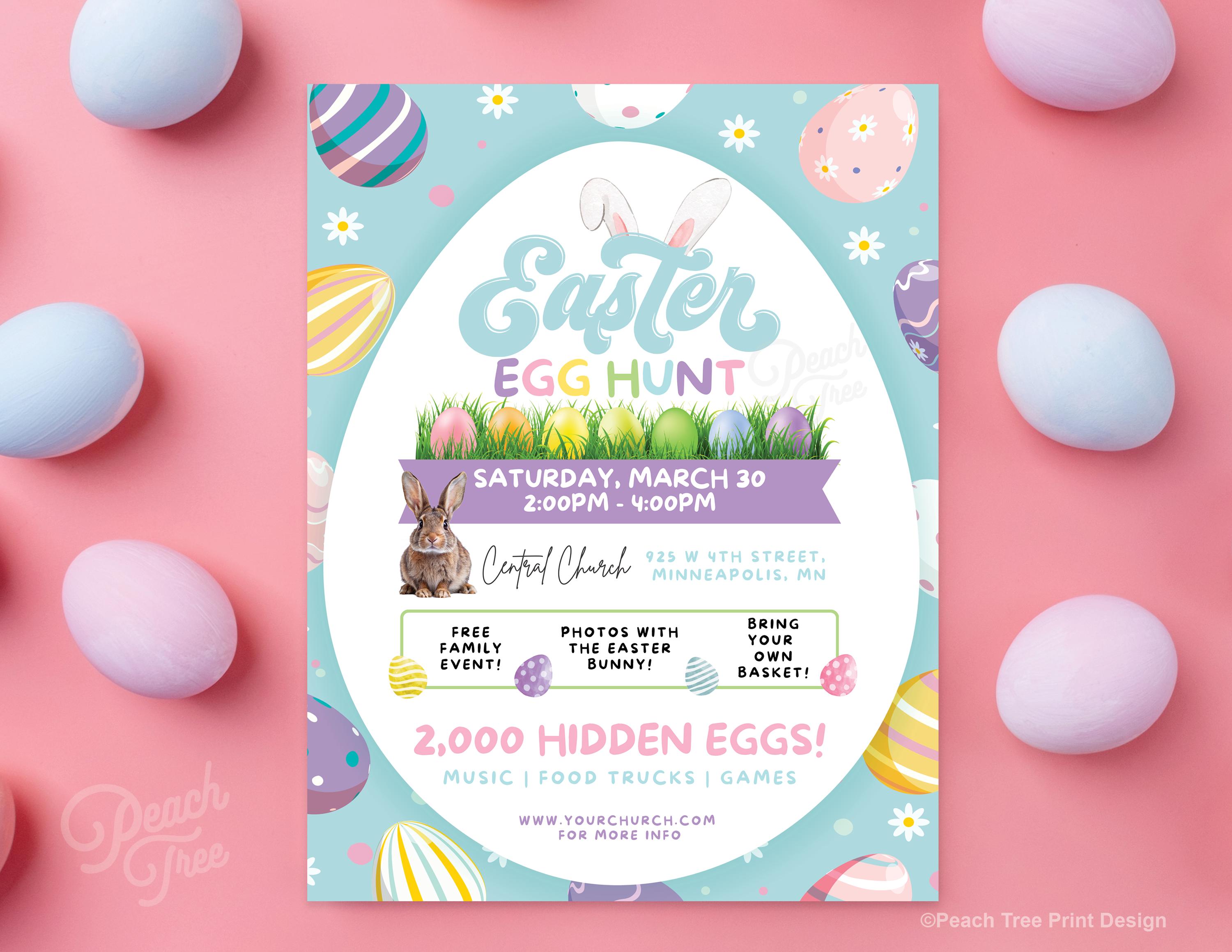 Editable Easter Egg Hunt Flyer, Printable Easter Egg Hunt Invitation ...