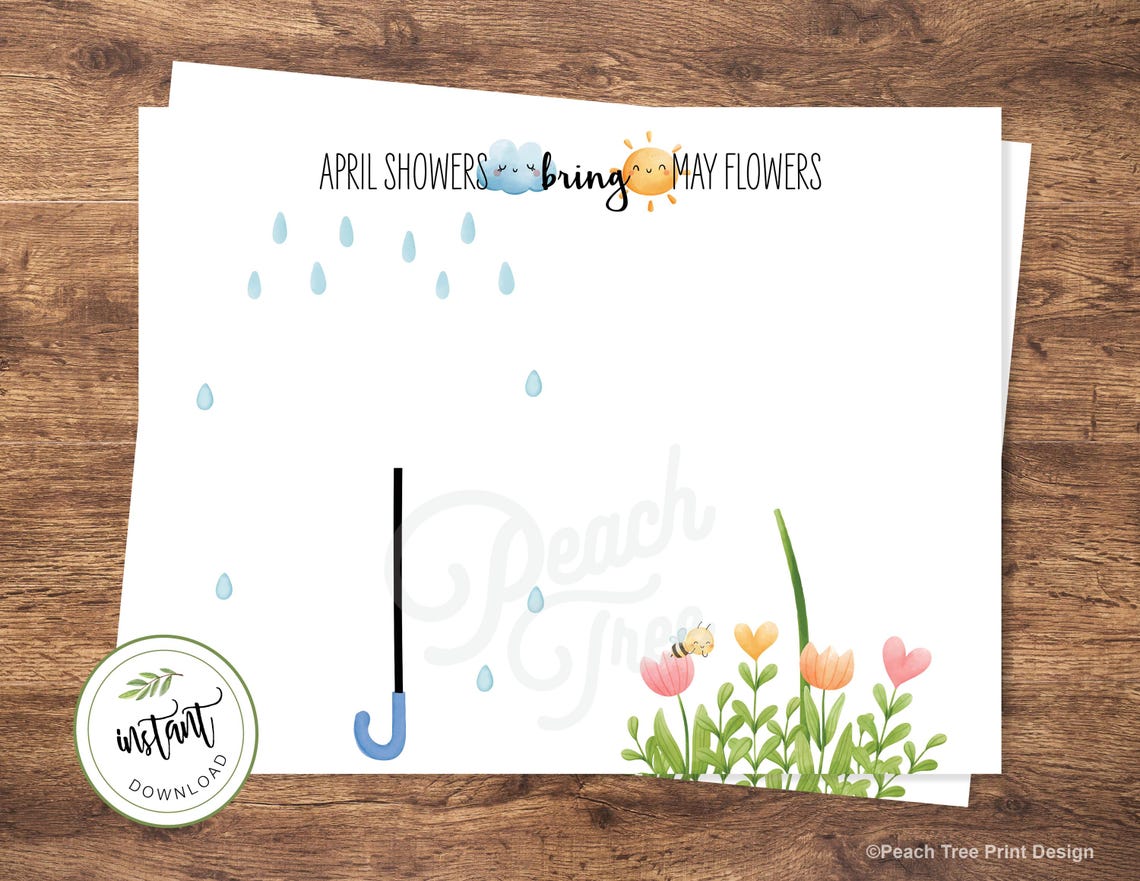 April Showers Bring May Flowers, April Showers Handprint Template ...