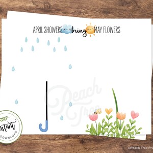 April Showers Bring May Flowers, April Showers Handprint Template ...