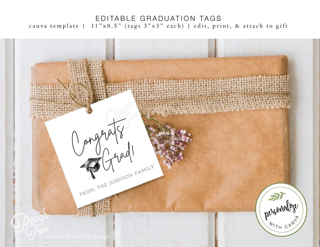 Graduation Gift Tag Digital, Grad Gift Tags Printable, Congrats Grad ...
