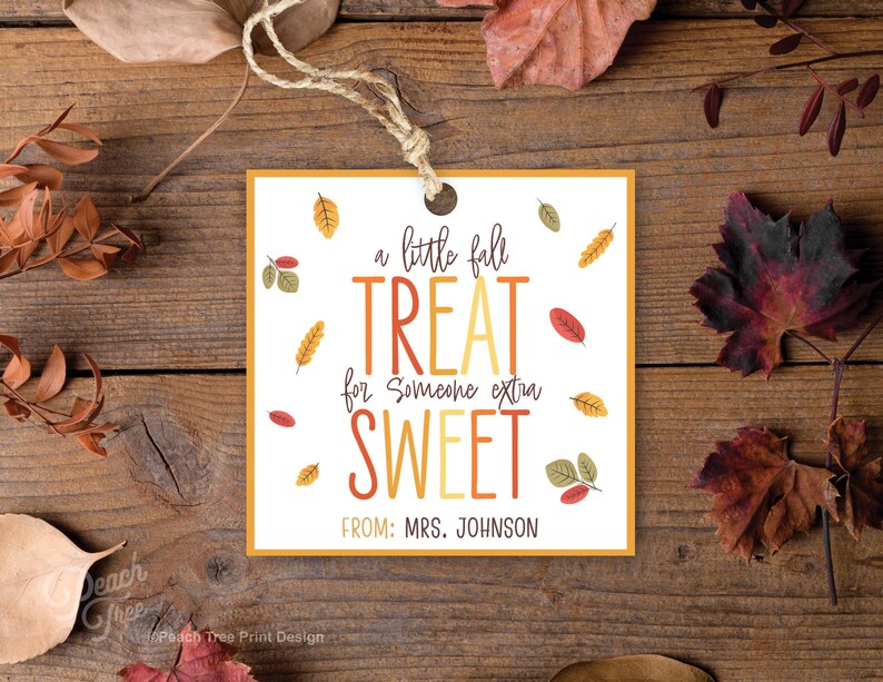 Fall Party Favors, Autumn Gift Tags, Fall Treat Tags, Printable ...