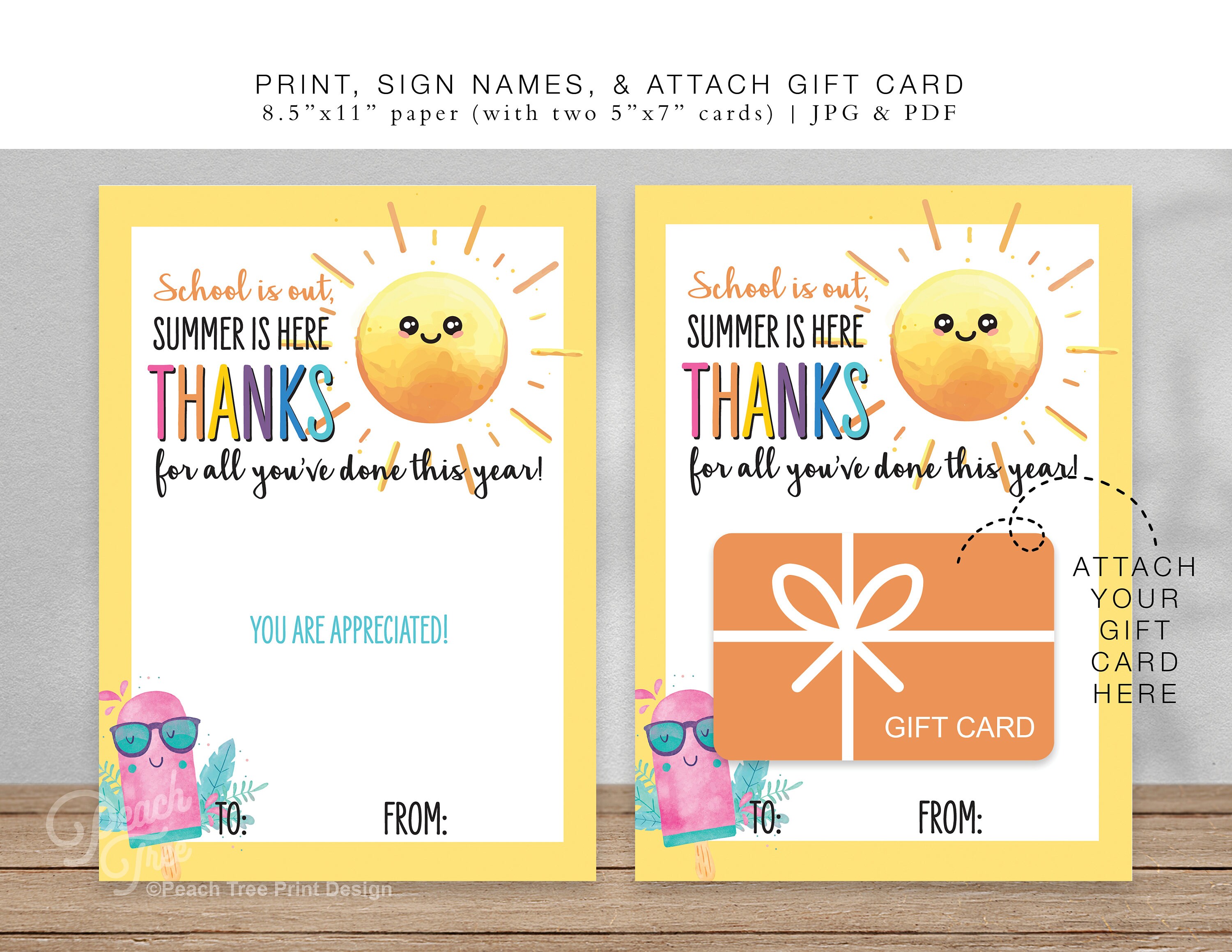 Printable Summer Gift Card Holder, School's Out Summer Gift Tag ...