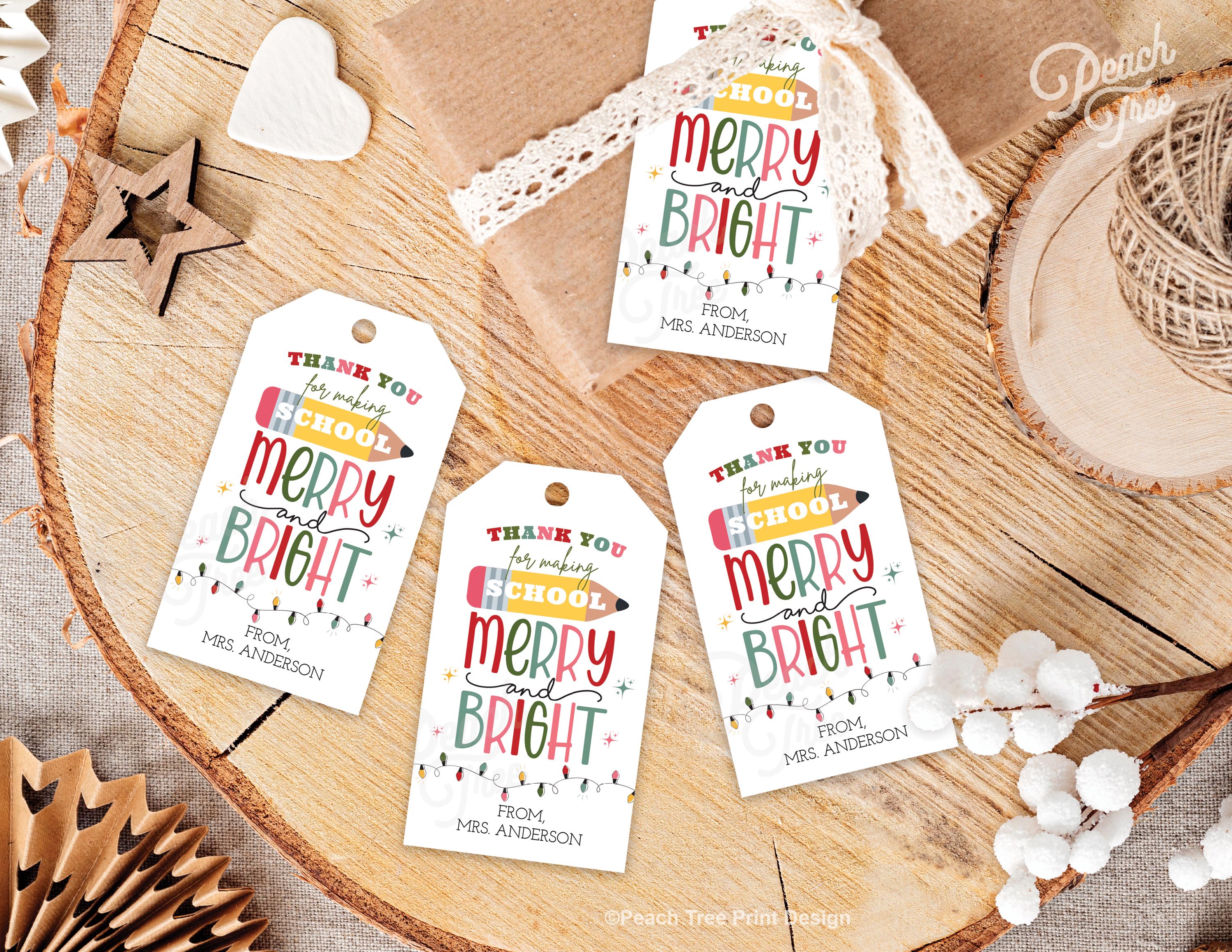 Teacher Christmas Tag, Printable Christmas Tags, Christmas Party Favor ...