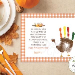 Thanksgiving Handprint Placemat, Turkey Handprint Art, Turkey Craft for ...