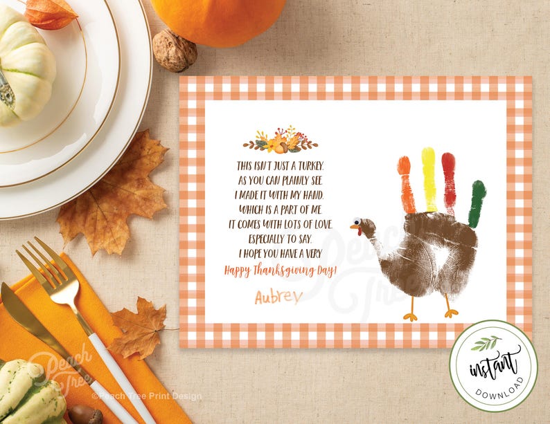 Thanksgiving Handprint Placemat, Turkey Handprint Art, Turkey Craft for ...