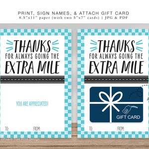 Printable Gas Gift Card Holder, Teacher Gift, Employee Thank You, Extra ...