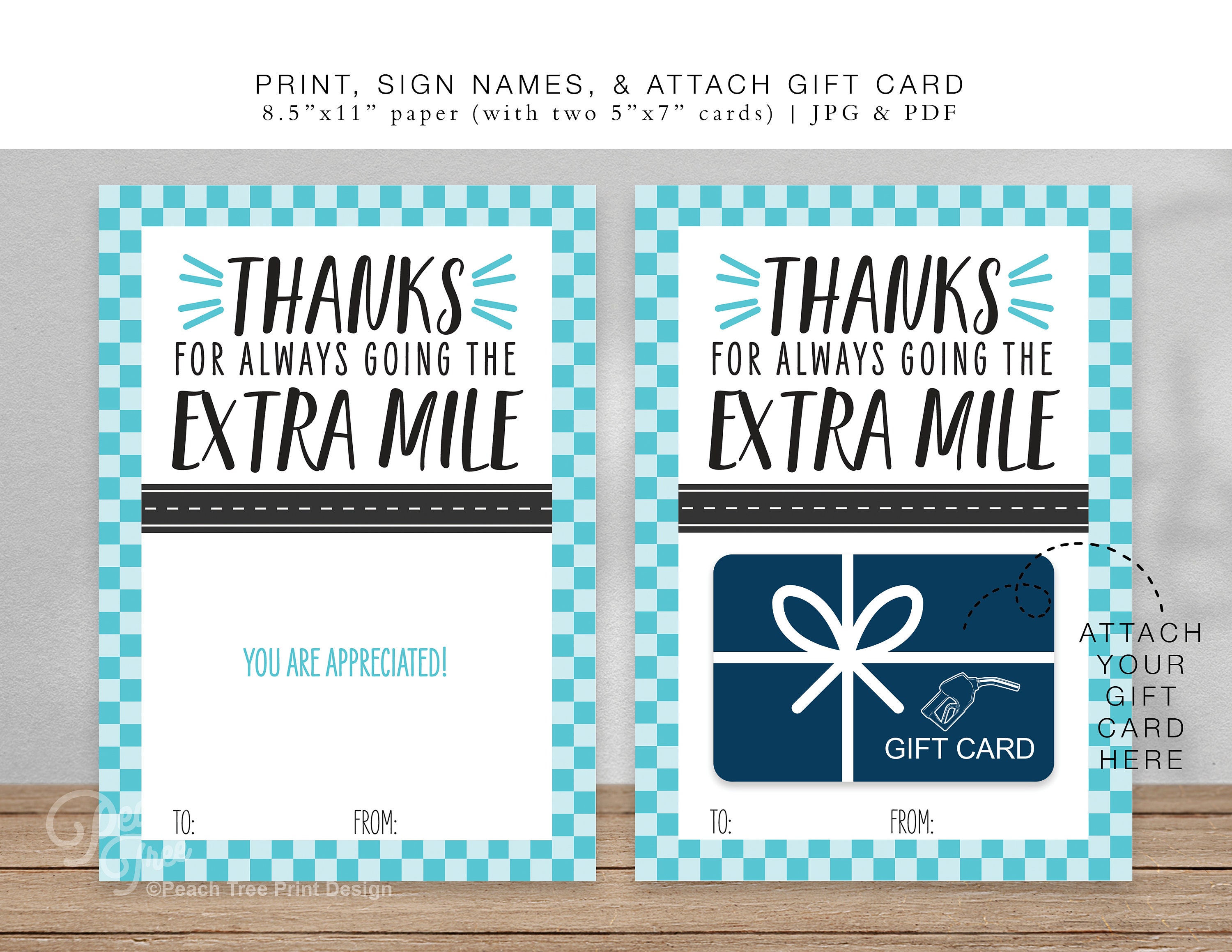 Printable Gas Gift Card Holder, Teacher Gift, Employee Thank You, Extra ...