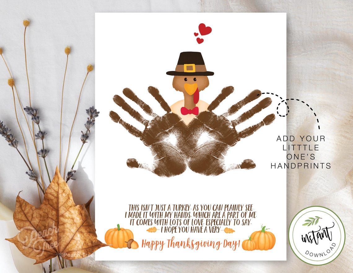 Turkey Handprint Craft, Thanksgiving Handprint Art, Thanksgiving ...