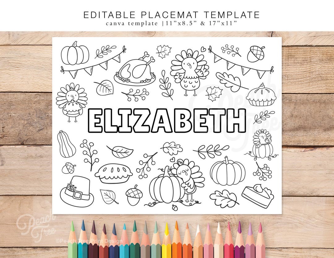 Editable Thanksgiving Placemats for Kids, Personalized Thanksgiving ...