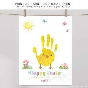 Easter Handprint Craft Printable, Easter Handprint Craft Chick, Happy ...