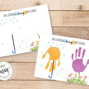 April Showers Bring May Flowers, April Showers Handprint Template ...