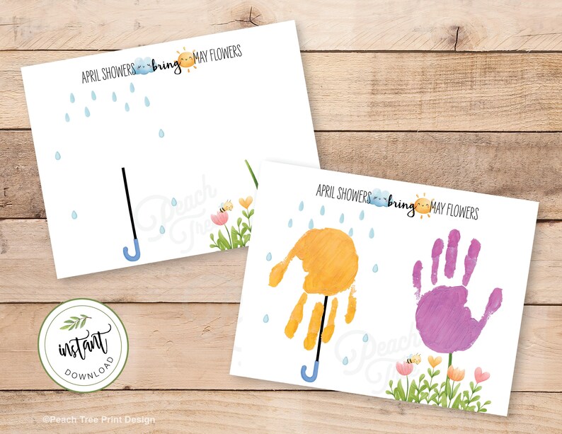 April Showers Bring May Flowers, April Showers Handprint Template ...