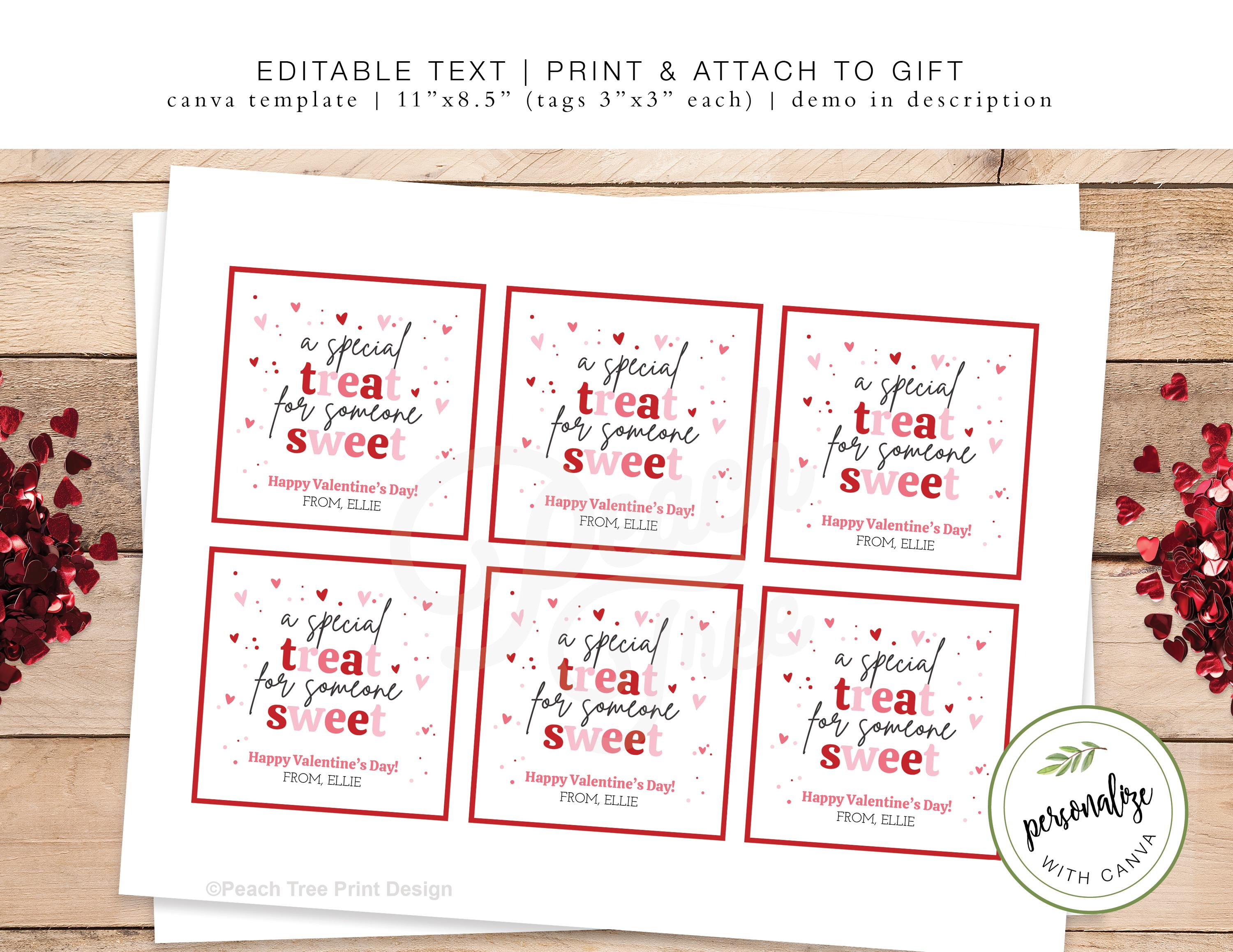 Printable Valentine Tag, Sweet Treat Tag, Valentine's Day Tag, Teacher ...