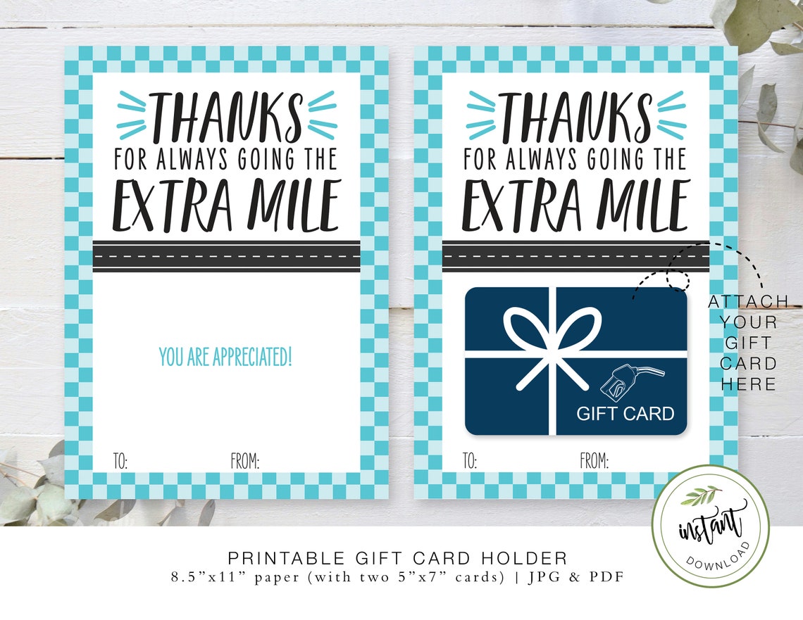 Printable Gas Gift Card Holder, Teacher Gift, Employee Thank You, Extra ...