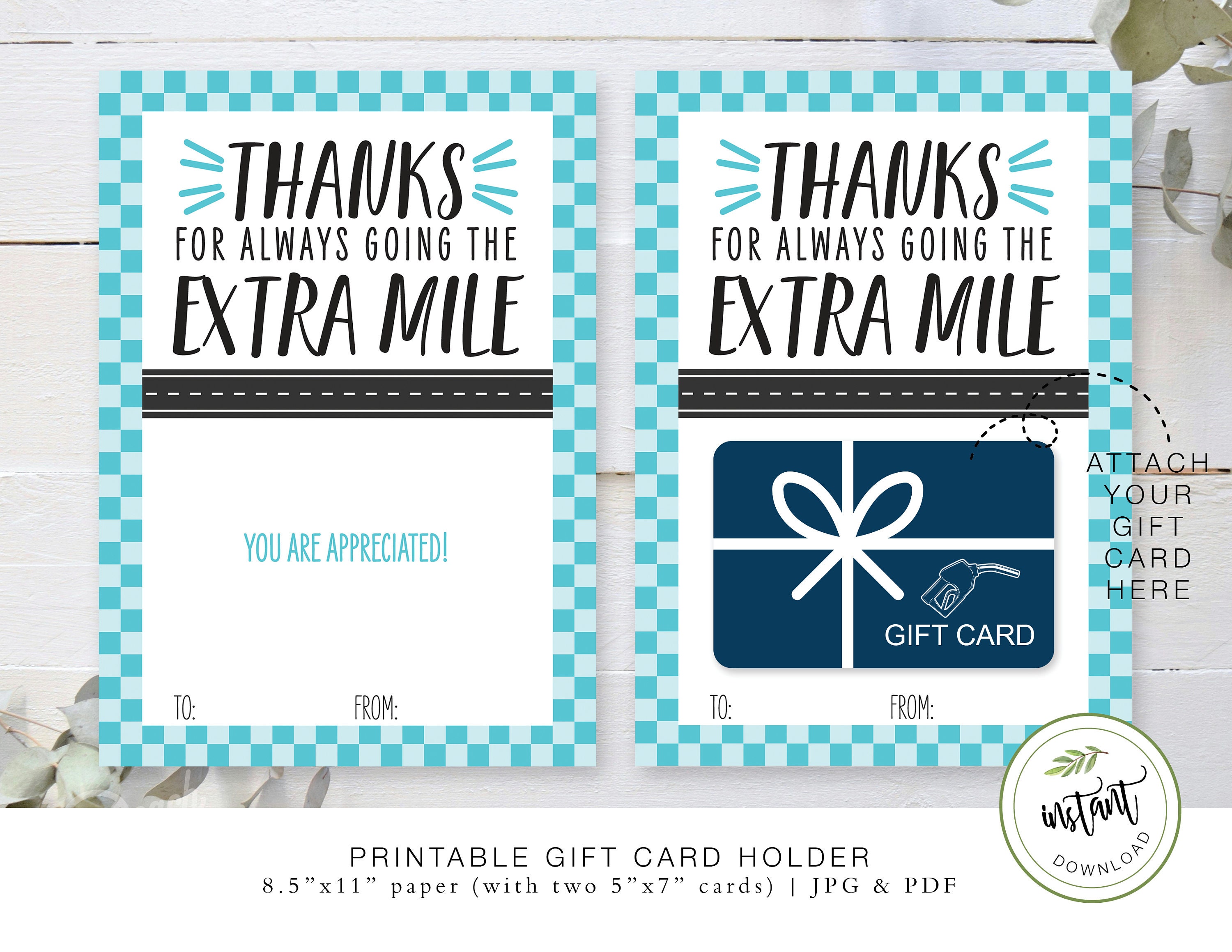 Printable Gas Gift Card Holder, Teacher Gift, Employee Thank You, Extra ...