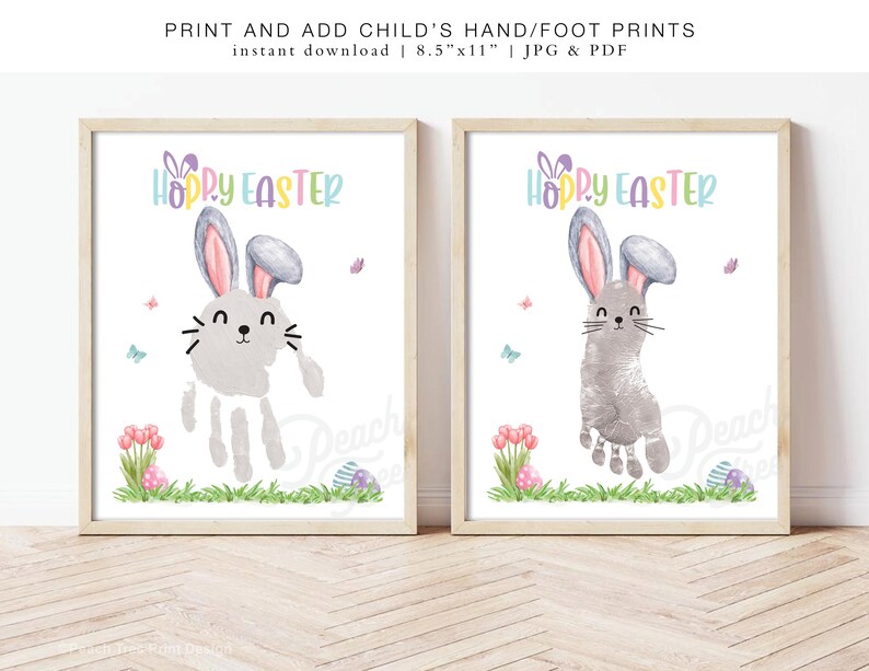 Easter Handprint Craft Printable, Easter Handprint Craft Bunny, Hoppy ...