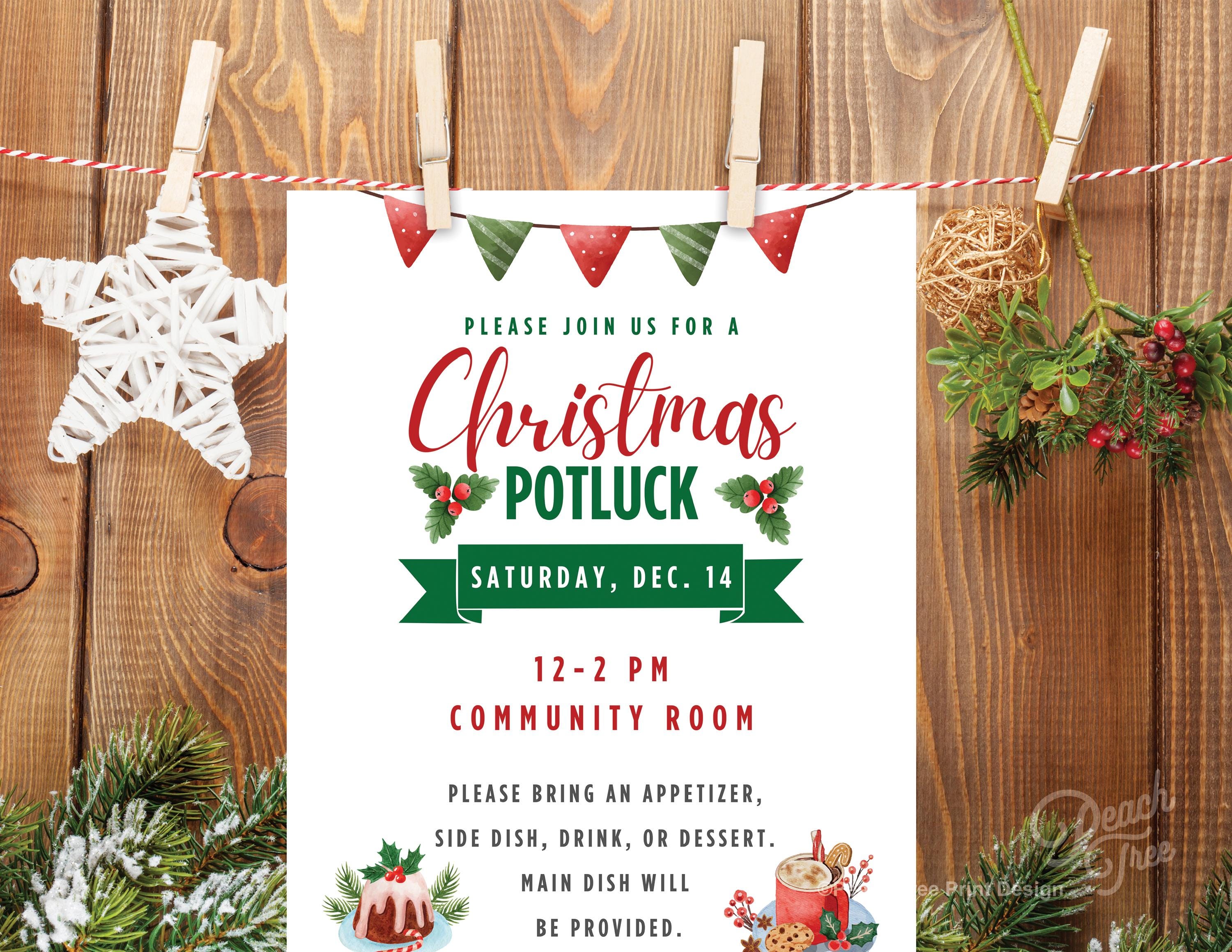 Christmas Potluck Flyer, Christmas Potluck Sign up Sheet, Office ...